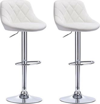 Woltu Barhocker Tresenhocker, Gute gepolstert, Kunstleder, Höhenverstellbar, Drehbar, 11 Farben, 2 x Hocker, Weiß - Woltu