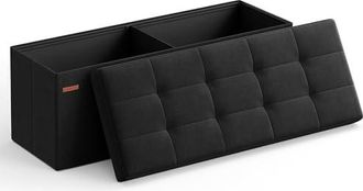 Songmics Mazie Collection - Banc de Rangement, Repose-Pieds Pliable de 110 cm, Bout de Lit, Montage Facile, pour Salon, Chambre, Entrée, Noir dencre LSF077B01V