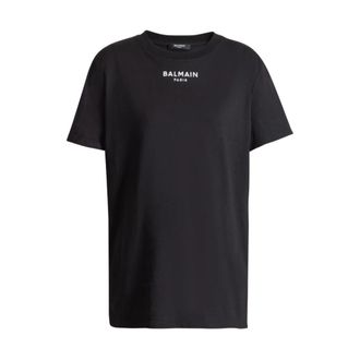 Balmain Logo Baumwoll-T-Shirt - - Tops - Damen - Schwarzk - L