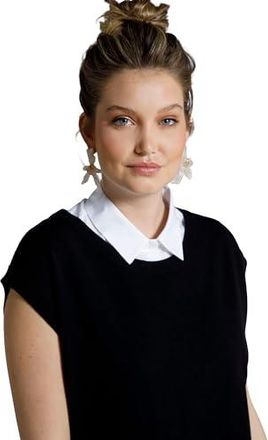 Ulla Popken Femme Grandes tailles Col de chemisier, plastron, patte de boutonnage, &agrave; porter sous un v&ecirc;tement blanc neige 50+ 808920200-50+