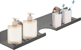 Generico Regal f&uuml;r Waschbecken &uuml;ber dem Wasserhahn, Wandregale f&uuml;r Badezimmer, herausnehmbarer Organizer aus Kohlenstoffstahl mit Saugn&auml;pfen zur Aufbewahrung v