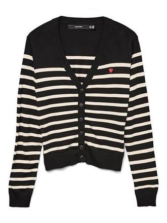 Vero Moda Neck Boo Vmdory Ls Cardigan &agrave; col en V, Noir, M Femme