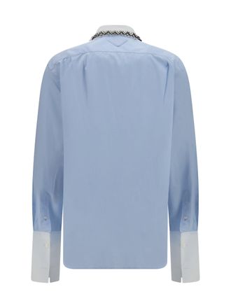 Prada Womens Jewel-Embellished Collar Shirt Astro Cotton