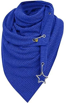 Onsoyours &Eacute;charpe Triangle Ch&acirc;le avec Bouton Echarpes Imprim&eacute; Femme Vintage Foulards Automne Hiver Chaud Doux Wrap Scarf D&eacute;contract&eacute; Foulard B Bleu Taille Uniqu