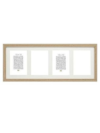 Deknudt Frames Cadre photo avec passe-partout pour 4 photos 13x18cm - Couleur chêne - Bois clair - Bois MDF - Multivue - Collage - pour accrocher ou poser - 26x65cm 