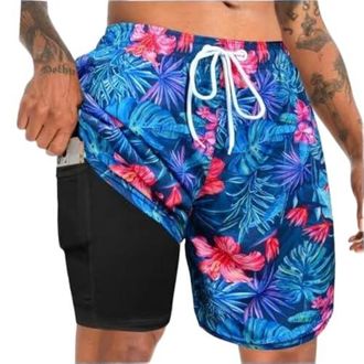 Generic HUIWDP Short de bain d&eacute;t&eacute; tendance en polyester pour homme S&eacute;chage rapide Taille &eacute;lastique Pantalon de plage Traje De Ba&ntilde;o, A26, 4XL