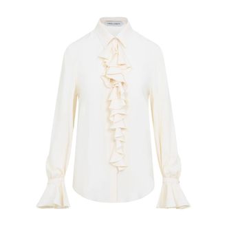 Alberta Ferretti R&uuml;schenbluse aus Cr&ecirc;pe de Chine - - Blouses & Shirts - Damen - Beige - S
