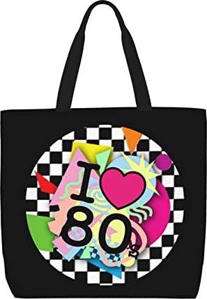 Generic Sac De Courses JAdore Les Ann&eacute;es 80 Sac &Agrave; Provisions En Toile De Grande Capacit&eacute; Avec Poign&eacute;es Sacs En Toile Pour Femmes, Pour Femmes, Voyage, Burea, 