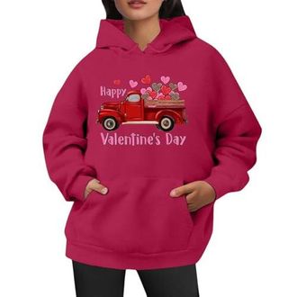 Generic Sweat &agrave; capuche imprim&eacute; Saint-Valentin 2026 pour femme (2), Rouge, XXL
