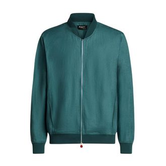 Kiton Homme, Vestes, Vert, Taille: 4XL Veste en lin pur avec fermeture &eacute;clair
