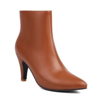 Generic Bottines &agrave; talon chaton pour femme - Bout pointu - Fermeture &eacute;clair lat&eacute;rale - Pour le travail de bureau, marron, 40.5 EU