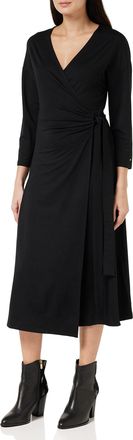 Tommy Hilfiger Damen Wickelkleid Elegant, Schwarz (Black), 36