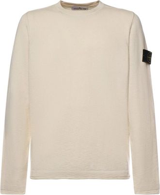 Stone Island Homme, Pulls, Beige, Taille: M Pull ras du cou avec logo