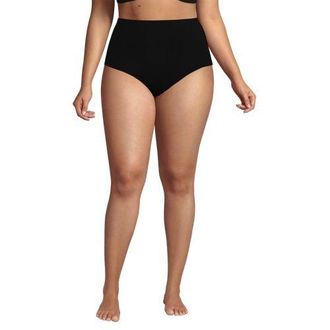 Lands End Bikinihose zum Umschlagen, High Waist,, Damen, Gr&ouml;&szlig;e:52 plus, Schwarz, Elasthan/Nylon-Mischung, by Lands End