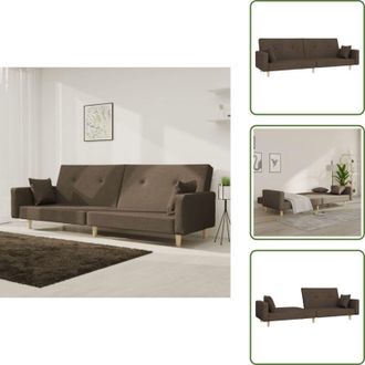 vidaXL Schlafsofa 2-Sitzer mit 2 Kissen Taupe Stoff - Schlafsofa - Couchsofa - G&auml;stebett - Wohnraumgestaltung - Gem&uuml;tlich - The Living Store