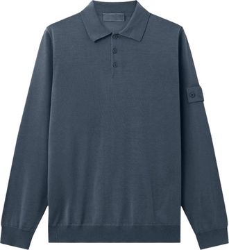 Stone Island Homme, Tops, Bleu, Taille: XL Ghost Piece Polo Pull &agrave; Manches Longues