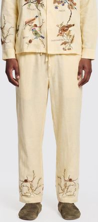 Baziszt Pantalon droit en m&eacute;lange de coton avec taille &agrave; cordon de serrage