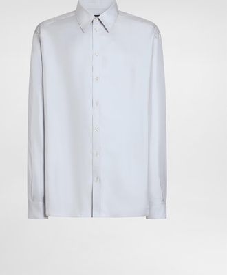 Dolce & Gabbana Hemd Aus Seidentwill - Mann Hemden Grau 38