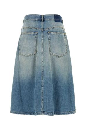 Maison Margiela Womens Denim Skirt Oldblue Exterior: Cotton Gonne