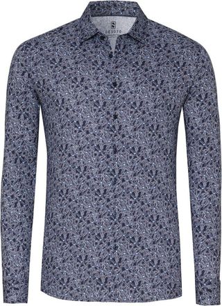 DeSoto Softes Jerseyhemd mit floralem Print und Kentkragen in