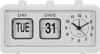 BESPORTBLE Retro Manueller Flip-wecker mit Kalender und Alarm Mechanische Tischuhr ohne Batterie Einstellbare Datumsanzeige für Büro Kinderzimmer und Lernumgebun