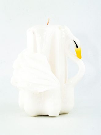 Generico Künstlerische Kerze Schwan - komplett von Hand geschnitzt (MEDIUM, WEISS)