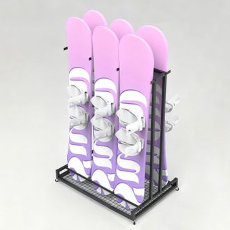 Generic Snackst&auml;nder,schwarzer Ski-/Schuhstock-/Snowboard-Bodenst&auml;nder,Ski- und Board-Displayhalter mit gro&szlig;er Kapazit&auml;t f&uuml;r die Garage,Skateboard-Organizer,A