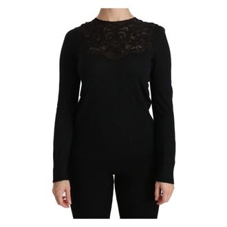 Dolce & Gabbana Femme, Tops, Noir, Taille: 36 FR Haut &agrave; Manches Longues et Col Rond