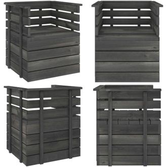 vidaXL Gartensessel Massivholz Kiefer Dunkelgrau - - Home & Living