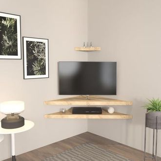 Hanah Home Stylish Oak TV Stand, 120 cm Wide, 5 cm High, 49 cm Deep | 100% Melamine Coated Particle Board, 8 mm Thickness | Perfect for Modern Living Rooms