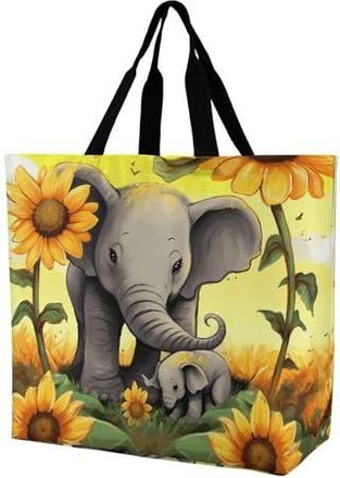 Generic M&egrave;re &Eacute;l&eacute;phant Tournesols Sac Fourre Tout L&eacute;ger Sacs D&eacute;contract&eacute; Sac Fourre-Tout Pour Voyage Gym Quotidienne
