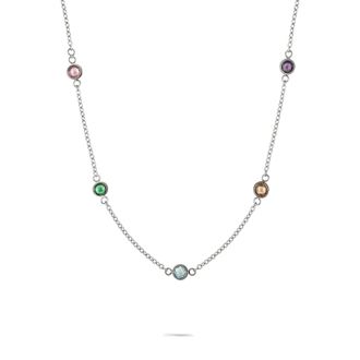 Tamaris Necklace - Halskette mit funkelnden Zirkoniasteinen aus Edelstahl - Silber - Ankerkette verstellbar bis 45 cm - wasserfest & hautfreundlich