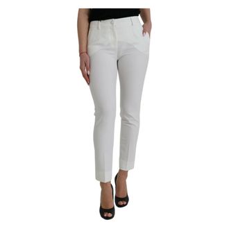 Dolce & Gabbana Luxuri&ouml;se Wei&szlig;e Konische Hose mit Mittlerer Taille - - Trousers - Damen - Wei&szlig; - XS