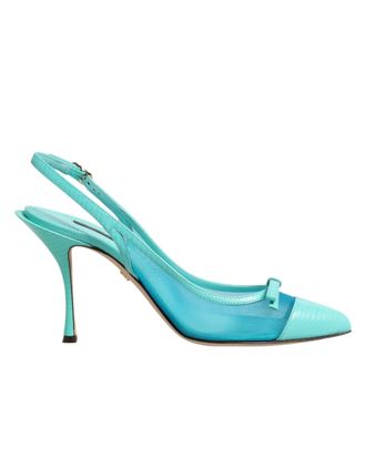 Dolce & Gabbana Blaue Leder-Mesh Slingback-Pumps
