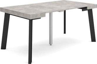 Skraut Home Skraut Home - Table console extensible, Console meuble, 160, Pour 8 personnes, Pieds en bois, Style moderne, Gris Ciment