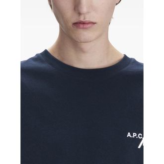 A.P.C. Logo-Embroidered Cotton T-Shirt - Navy