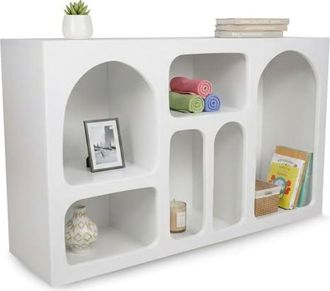 Dmora Credenza Bellatrix 120x37x74h cm Wei&szlig; 6 Regale, 6 F&auml;cher