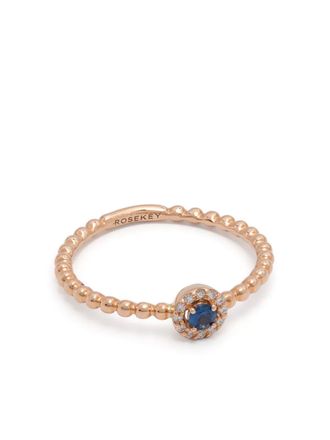 ROSEKEY 18kt Rotgoldring mit Diamanten und Saphir - Rosa