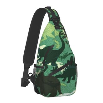 AOOEDM Fashion Sling Shoulder Backpack Outdoor Sports Daypack Green Dinosaur Camouflage, Herren und Jungen Crossbody-Rucksack für den täglichen Outdoor-Einsa