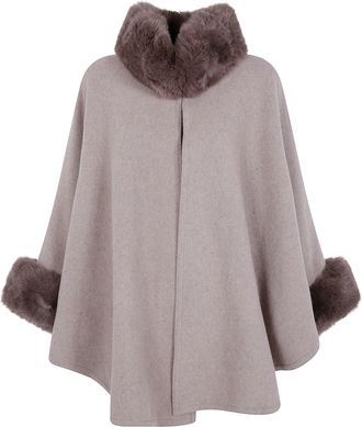 Twin-Set Coat With Fur Collar Poncho
