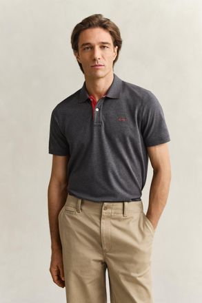 GANT Herren Kontrast Piqu&eacute; Poloshirt (XXXL) ANTRACIT MELANGE