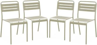 Sweeek Lot de 4 chaises de jardin acier. 4 places. beige. Amelia. L44 x P52 x H79cm