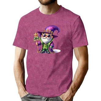 Generic T-shirt Mardi Gras pour homme - Imprim&eacute; nain de nain &agrave; col ras du cou - T-shirt d&eacute;contract&eacute; tendance pour carnaval, voyage quotidien, rouge vin, XXL