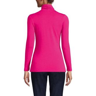 Lands End Rollkragenshirt aus Baumwoll/Modalmix, Damen, Gr&ouml;&szlig;e:44-46 regular, Pink, Baumwolle/Elasthan/Baumwolle Modal, by Lands End
