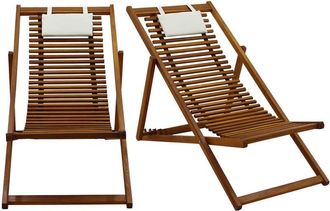 Miliboo Chiliennes en bois massif avec coussin en tissu blanc (lot 2) MOONA