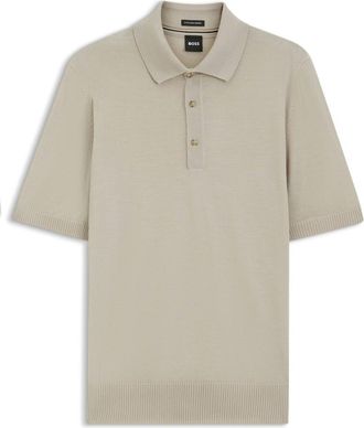 HUGO BOSS Leichtes Feinstrick-Poloshirt aus Schurwolle in