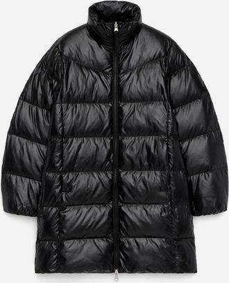 Arket Langer Upcycled Down Mantel -Schwarz