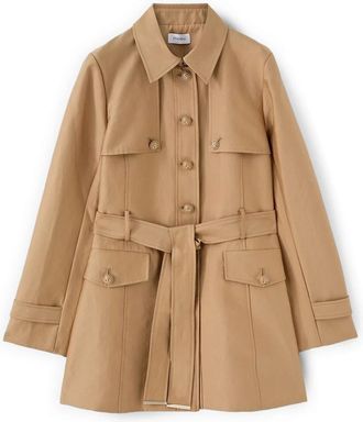 Motivi Femme, Manteaux, Beige, Taille: 46 FR Trench-coat en m&eacute;lange de coton avec ceinture