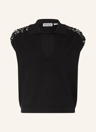Essentiel Strick-Poloshirt Joline Mit Pailletten Und Schmucksteinen schwarz