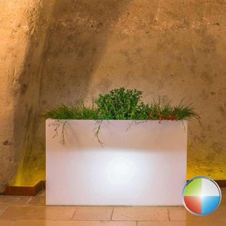 Monacis Monacis - Blumenk&uuml;bel rechteckig aus Harz 80x35 cm mod. Flowerpot mit multicolor led mit Solarbatterie